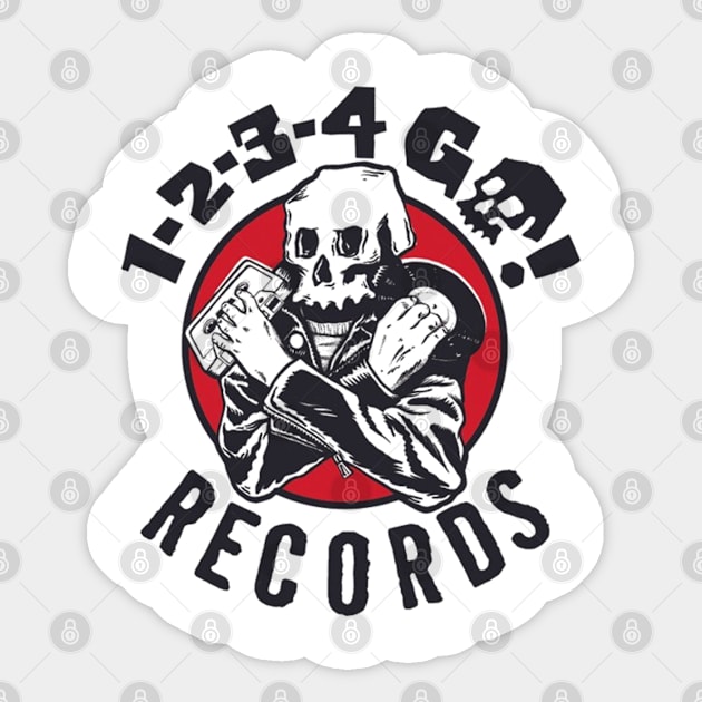 1-2-3-4 Go! // Records - Music Record - Sticker | TeePublic