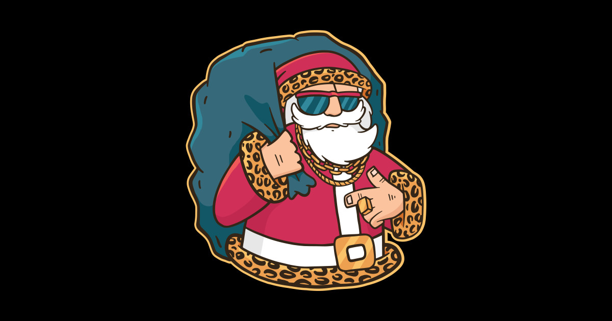 Christmas Rapper Santa - Christmas - Sticker | TeePublic