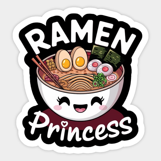 Ramen Princess Cute Kawaii Asian Noodle Girls - Noodle Day - Sticker ...
