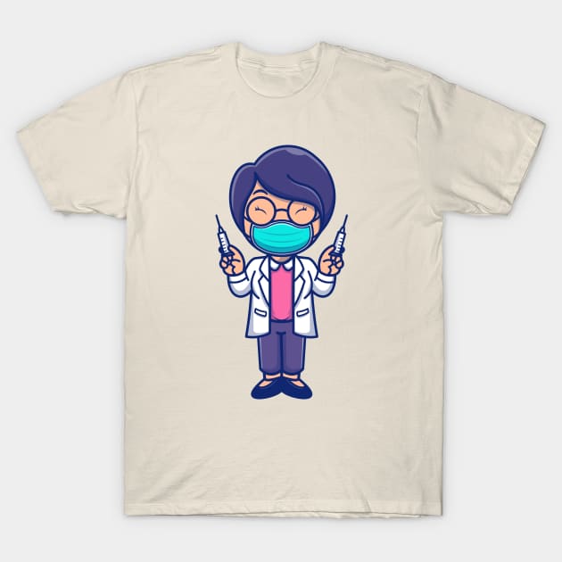 Cute Female Doctor Holding injection Cartoon - Cute Female Doctor ...