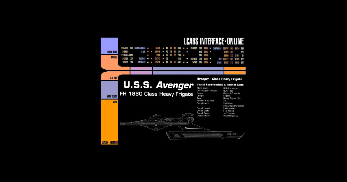 Computer Readout Showing U.S.S. Avenger Heavy Frigate - Science Fiction ...