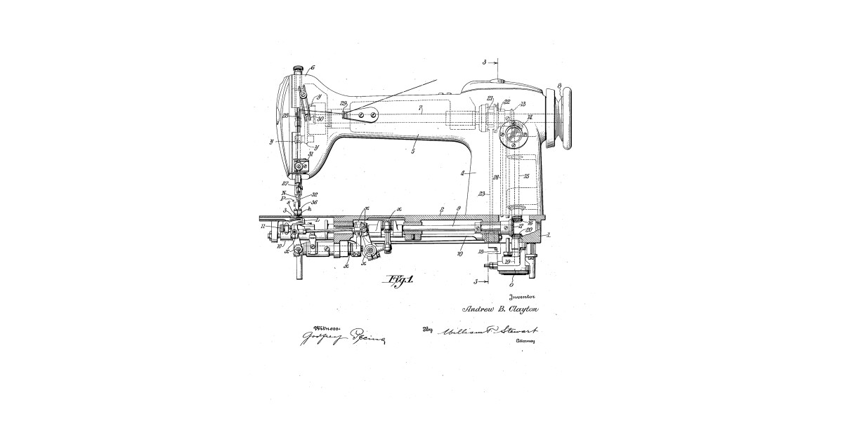 Sewing machine patent drawing - Sewing - T-Shirt | TeePublic