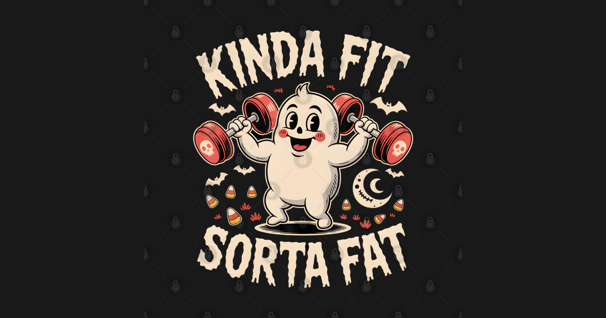 Kinda Fit Sorta Fat Gym Ghost - Funny Gym Humor - T-Shirt | TeePublic