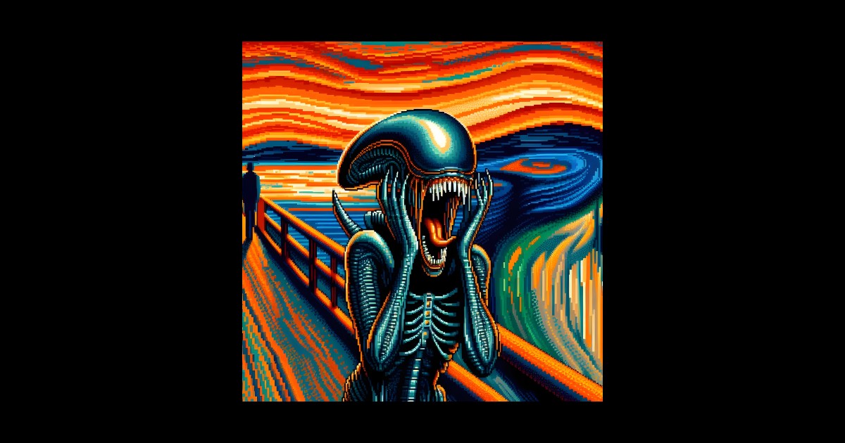Screaming Xenomorph 8Bit Artwork - Xenomorph - Sticker | TeePublic