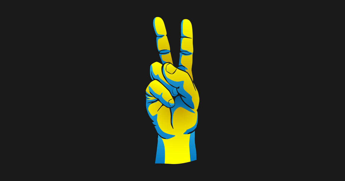Peace for Ukraine Ukrainian Pride Hand Peace Sign Design - Ukraine - T ...