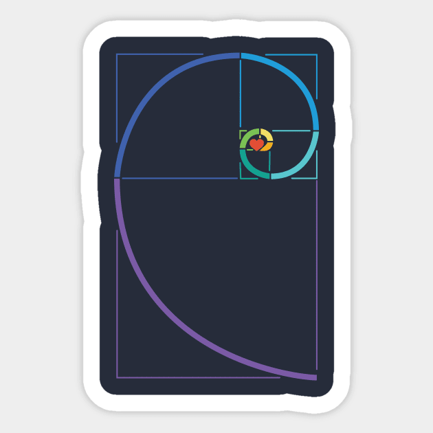 Fibonacci Heart Math Geometry Golden Ratio - Golden Ratio - Sticker ...
