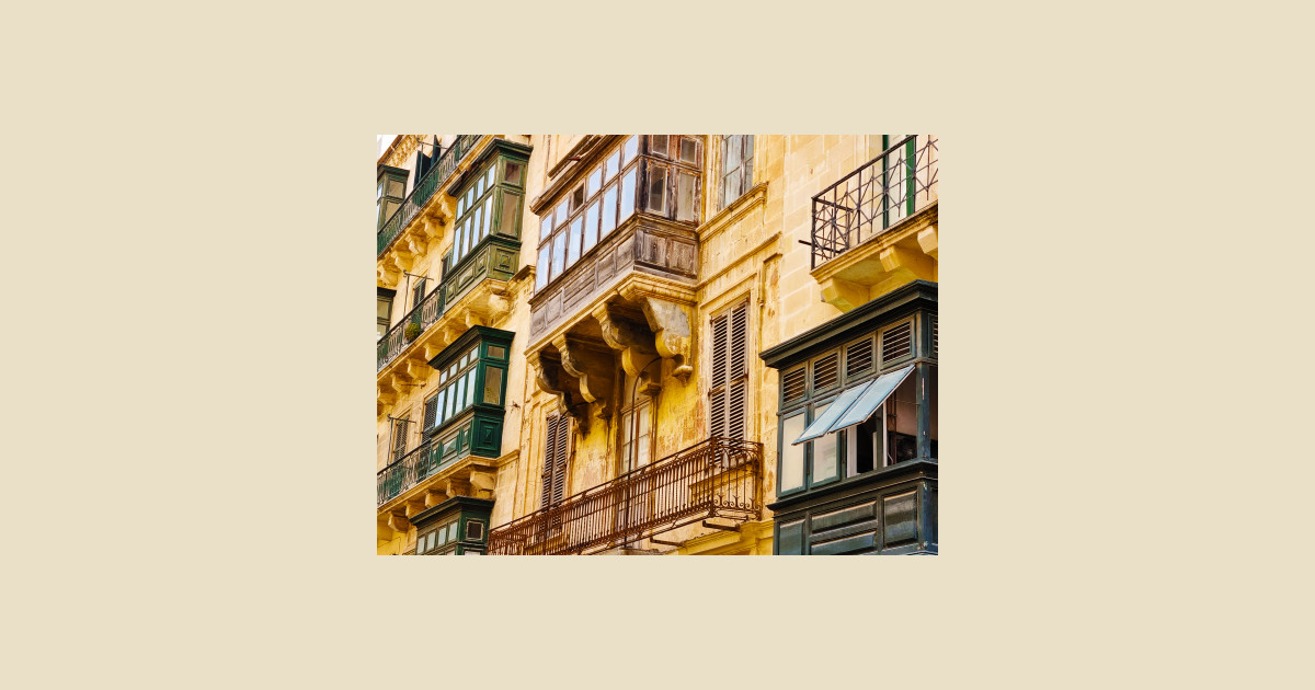 Traditional Colorful Maltese Balcony In Historical Part Of Valletta ...
