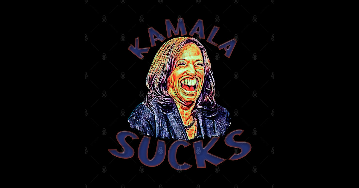 Kamala Harris Rustic Cartoon KAMALA SUCKS - Kamala Harris Sucks - Sticker | TeePublic