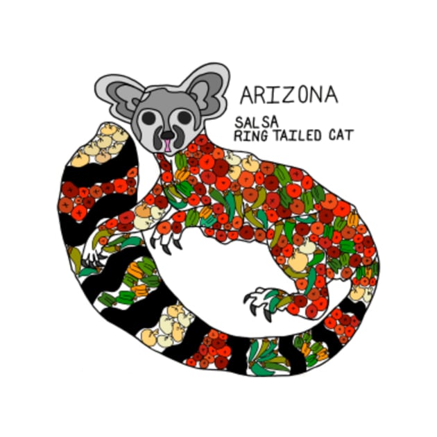 Arizona - Ring Tailed Cat - Salsa - state symbols - Animals - T-Shirt ...