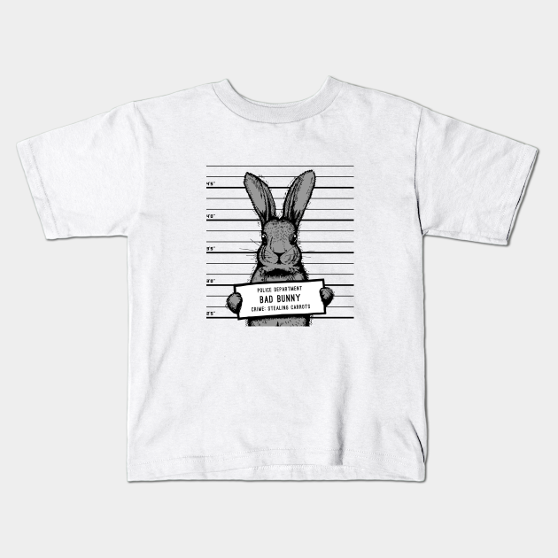 Mugshot Bad Rabbit Funny - Bunny Rabbit - Kids T-Shirt | TeePublic