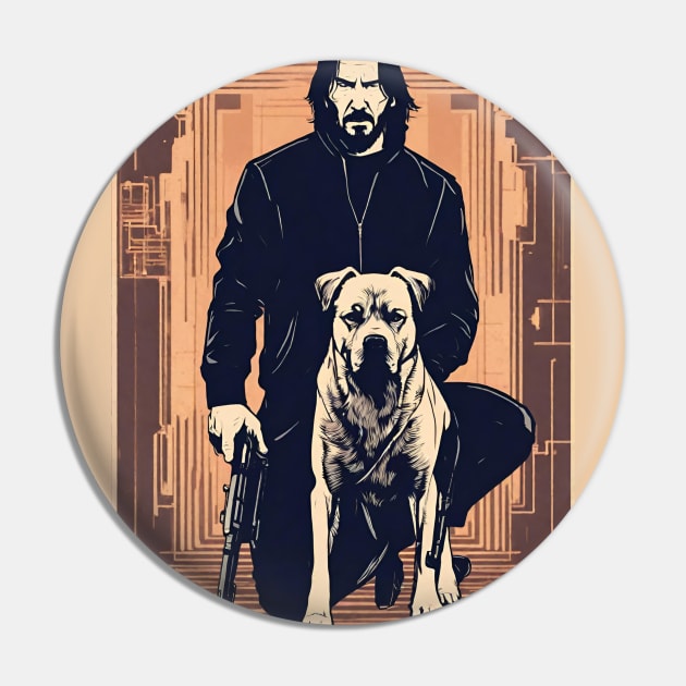 John Wick With Parabellum and His Trusty Dog Sunset Vintage Retro Movie ...