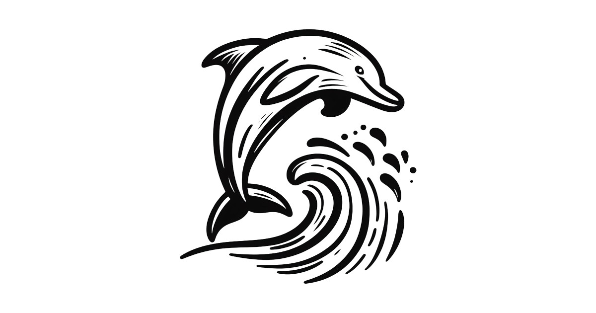 Stick Figure of a Dolphin in Black Ink - Stick Figure Dolphin - T-Shirt ...