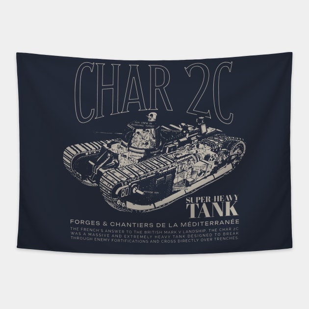CHAR 2C - WW1 French Heavy Tank - Ww1 - Tapestry | TeePublic