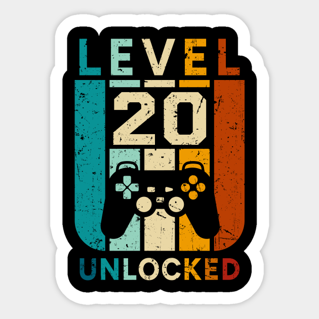 20 Level Unlocked colores 000015 - 20 Years - Sticker | TeePublic