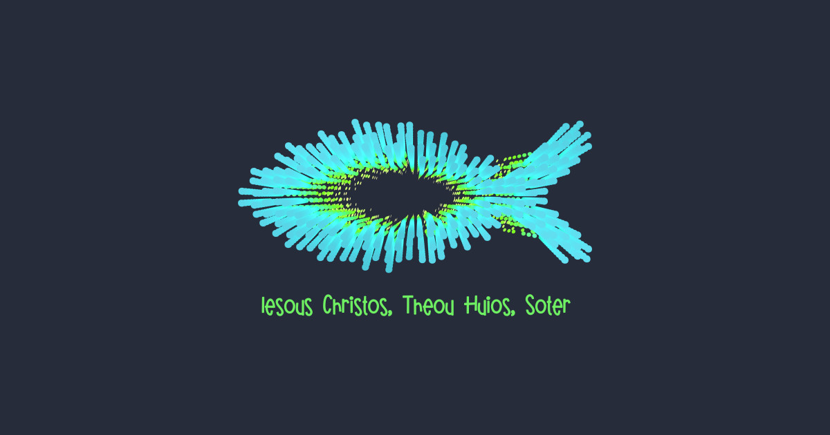 Cool Blue Jesus Fish With Greek Meaning - Jesus Fish - T-Shirt | TeePublic