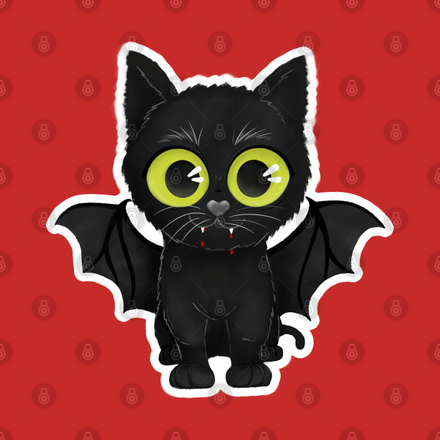 Scary cute cat bat - Halloween illustration - Halloween Costume Gift ...
