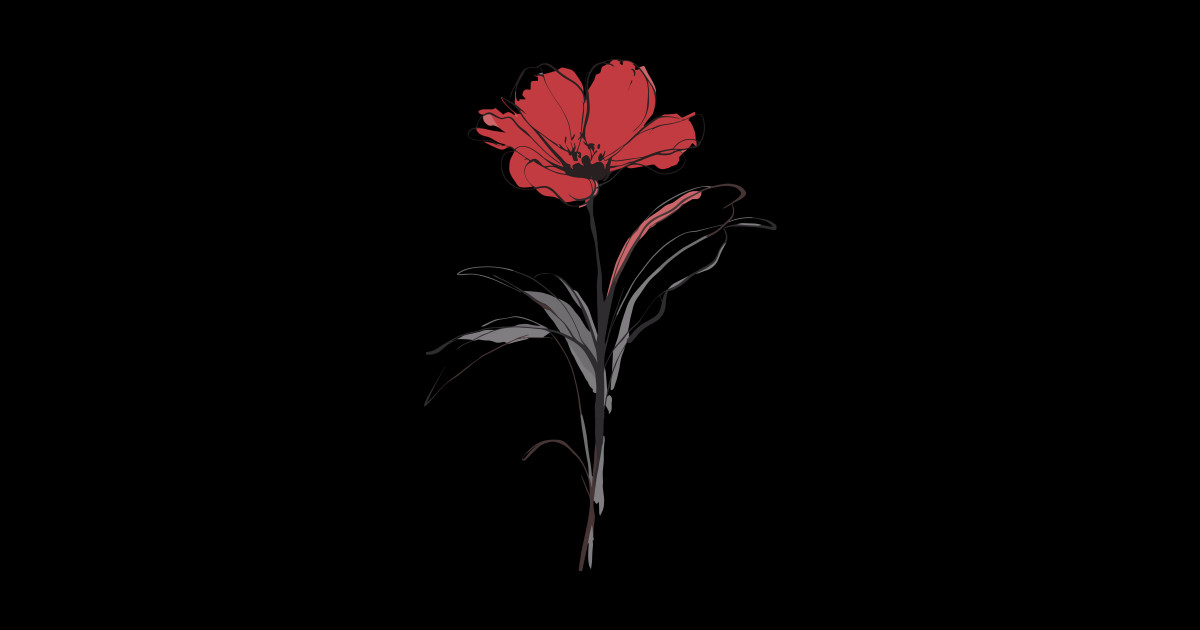 Elegant Red Flower Line Art – Minimal Botanical Beauty - Red Flower Art ...