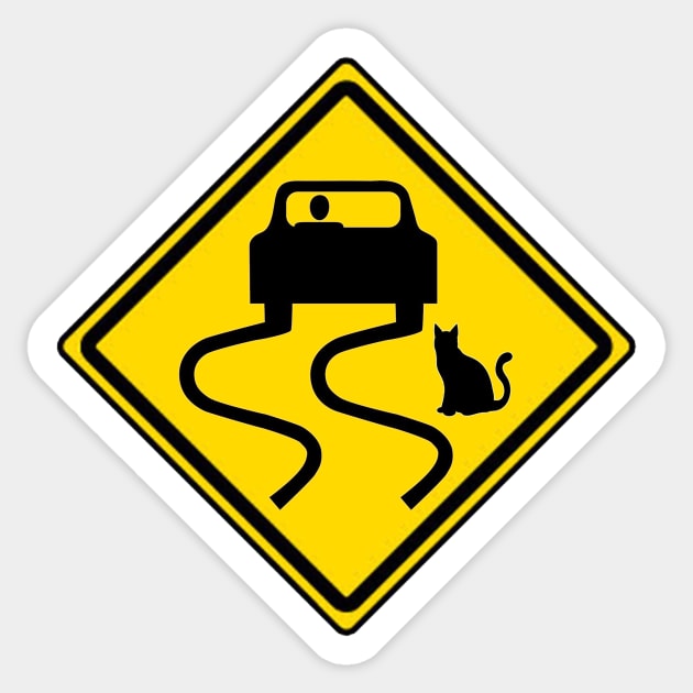 Cat Traffic Sign - Road Sign - Sticker | TeePublic