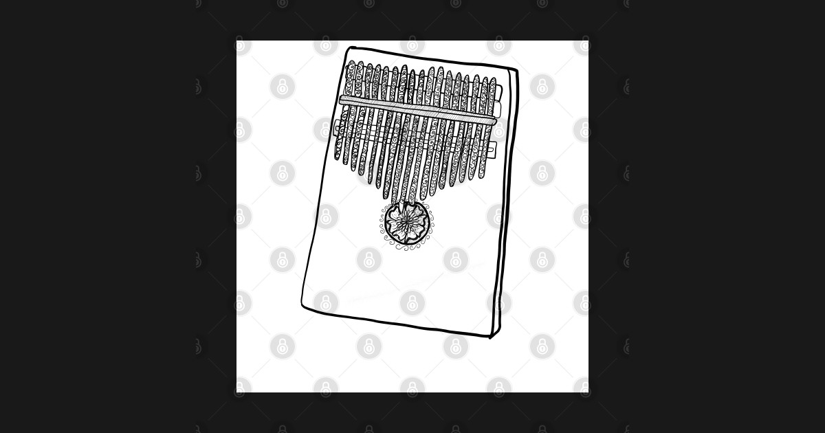 Kalimba (Black and White Line Drawing) - Kalimba - T-Shirt | TeePublic