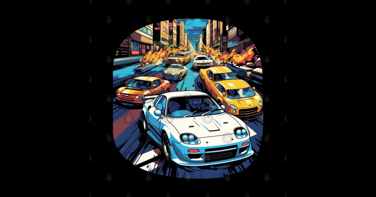 Mazda RX-7 in a Japanese street race - Mazda Rx7 - Posters and Art ...