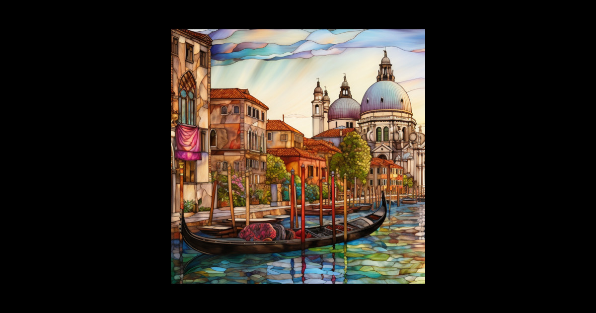 Colorful Venice Italy Gondola, Duomo, Stained Glass Effect - Venice ...