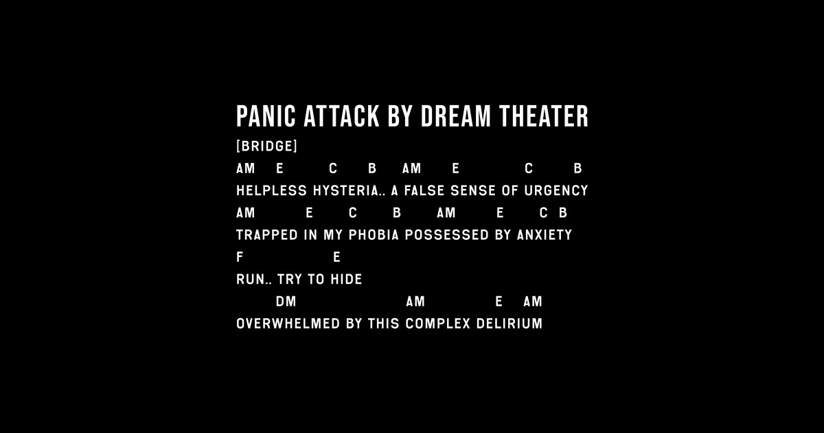 Panic Attack Chords Lyrics - Progressive Rock - Sticker | TeePublic
