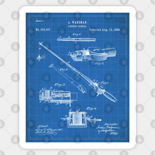 Fishing Rod Patent - Fishing Art - Blueprint - Fishing Rod - Sticker ...