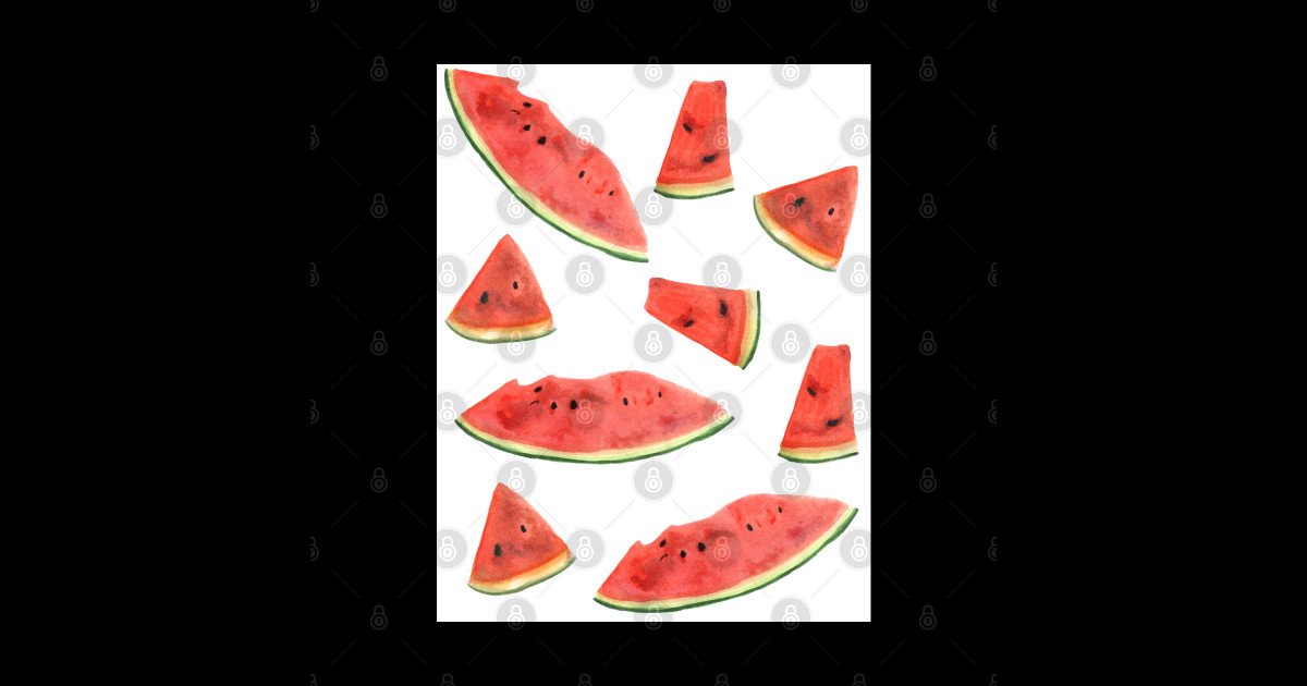 Watermelon Watercolor illustration pattern - Watermelon - Sticker ...