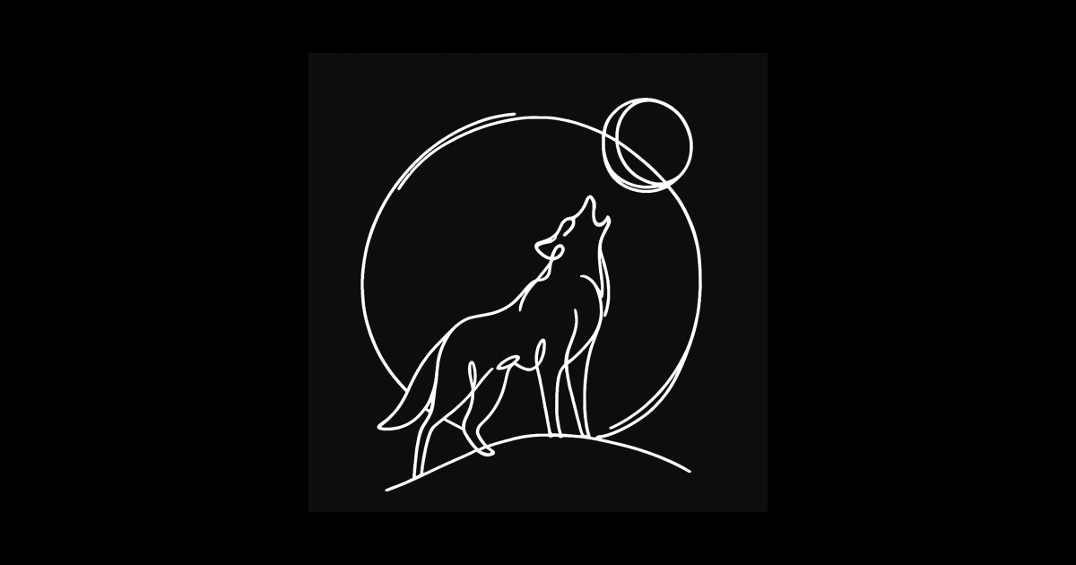 Wolf Howling Line Drawing - Wolf Howling At Moon - Sticker | TeePublic