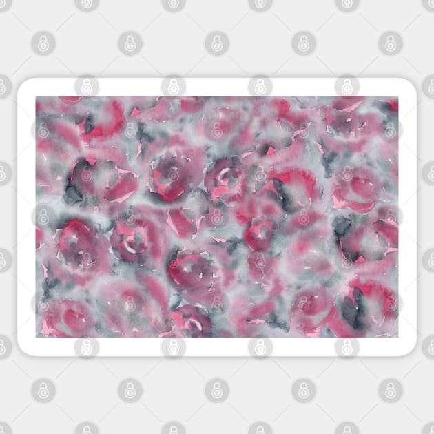 slate gray watercolor roses pattern - Watercolor Roses - Sticker ...