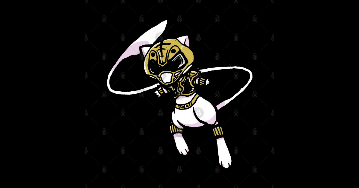 White Ranger Cat - Power Rangers - Sticker | TeePublic