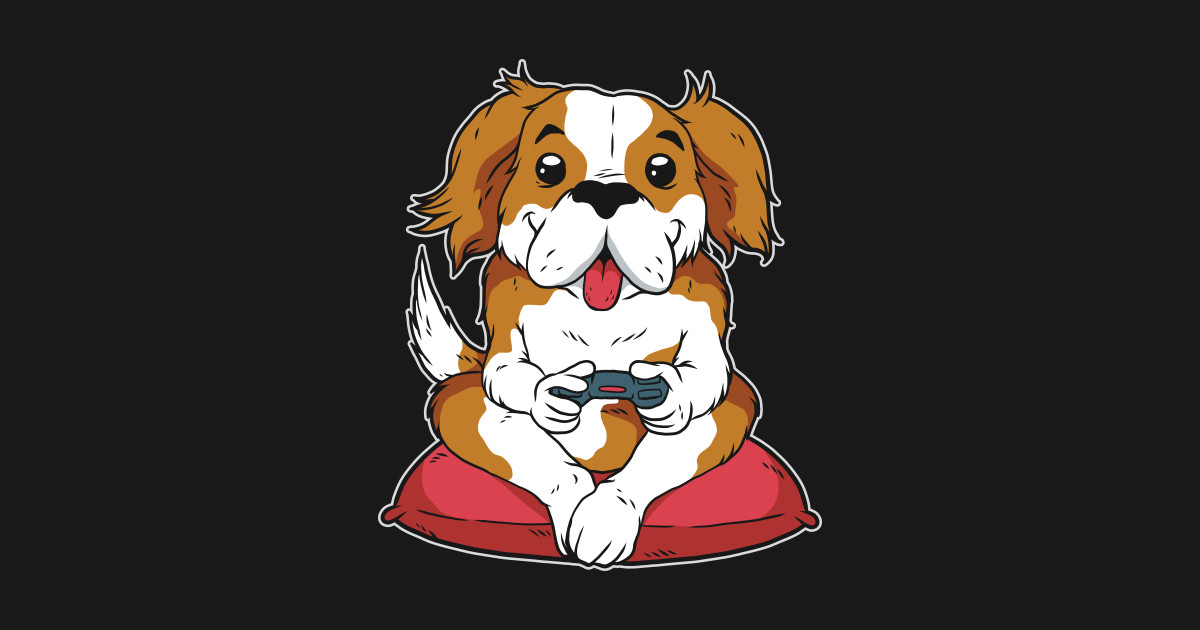 Puppy Dog Gamer - Video Game - Sticker | TeePublic
