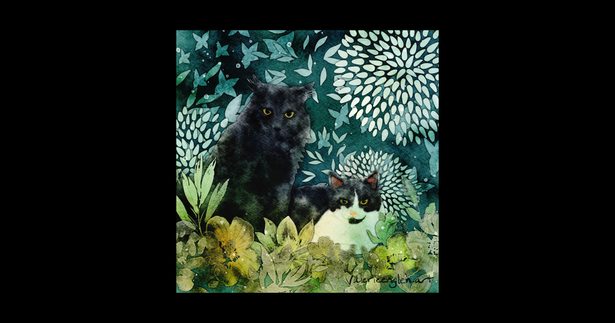 Desert Cat Brothers Negative Painting Teal Background - Desert ...