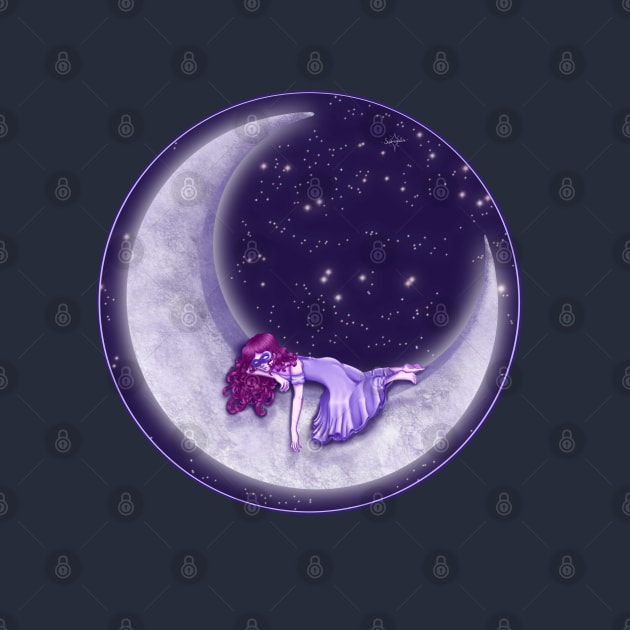 She Was Like The Moon, girl on moon, mask, masquerade dress, crescent ...