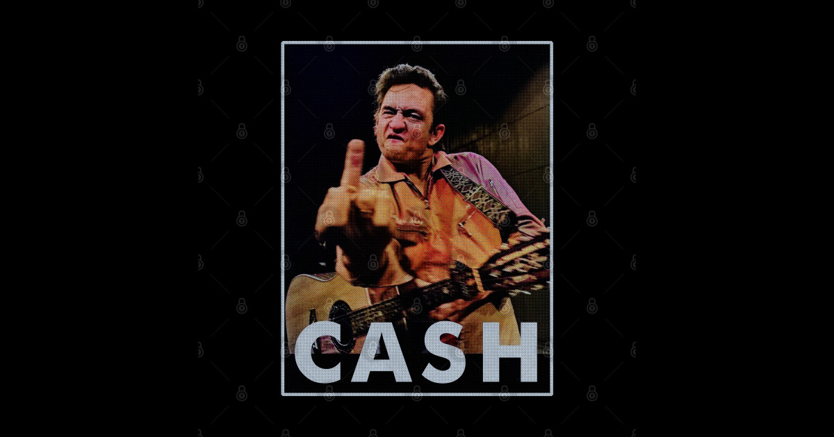 90s Johnny Cash Middle Finger - Johnny Cash - Posters and Art Prints ...