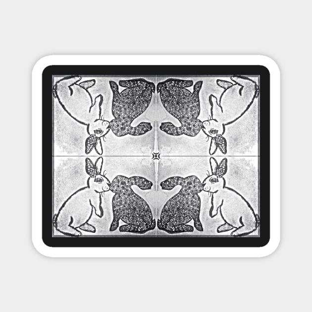 Classic Kissing Rabbits - Mirrored Pattern - Rabbit Tag - Magnet ...