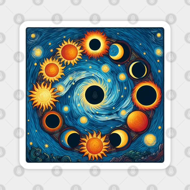 Phases Of Solar Eclipse - Van Gogh Style - Total Solar Eclipse 2024 ...