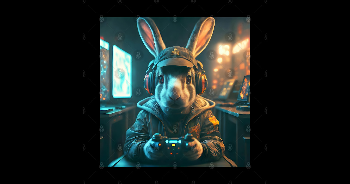 Gamer bunny - Gamer Rabbit - Posters and Art Prints | TeePublic