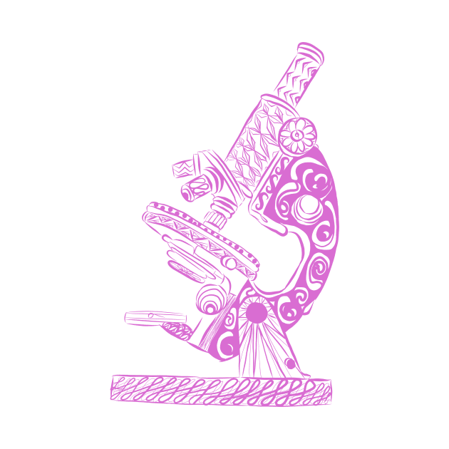Scientific Microscope Line Drawing (Pink) - Microscope - T-Shirt ...