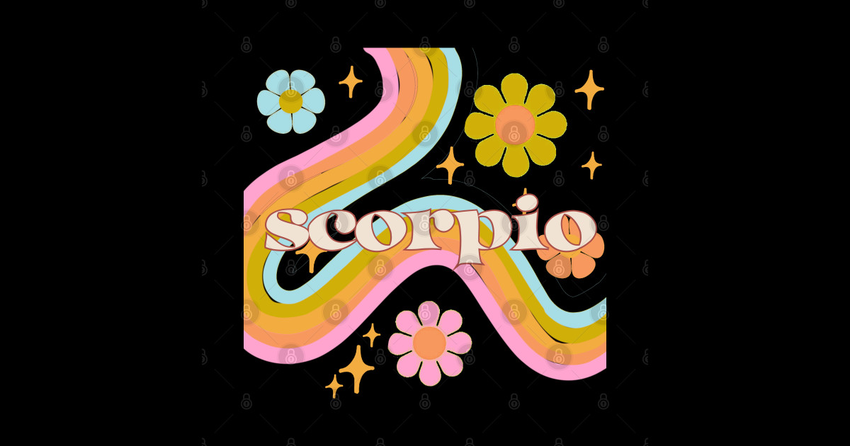 Scorpio 70s Rainbow with Flowers - Scorpio - Posters and Art Prints ...