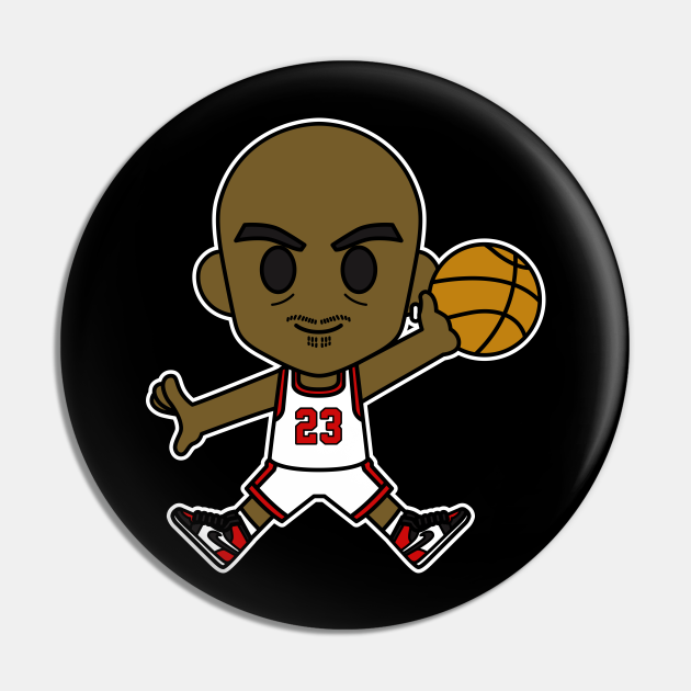 Chibi Michael Jordan Jump White - Michael Jordan - Pin | TeePublic
