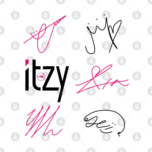 Design with the signatures of itzy - Kpop Merch - T-Shirt | TeePublic