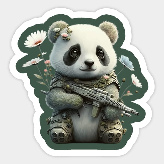 The brave sweet panda soldier in military style - Panda Bear - Sticker ...