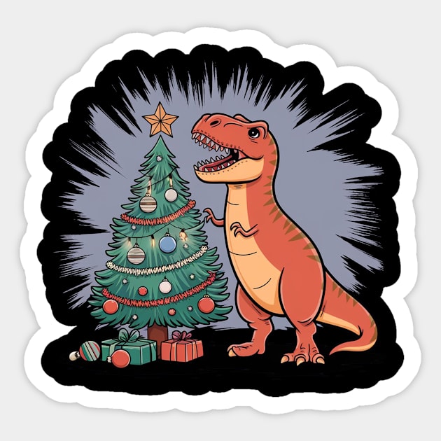 DINOSAUR T REX CHRISTMAS - Funny Christmas - Sticker | TeePublic