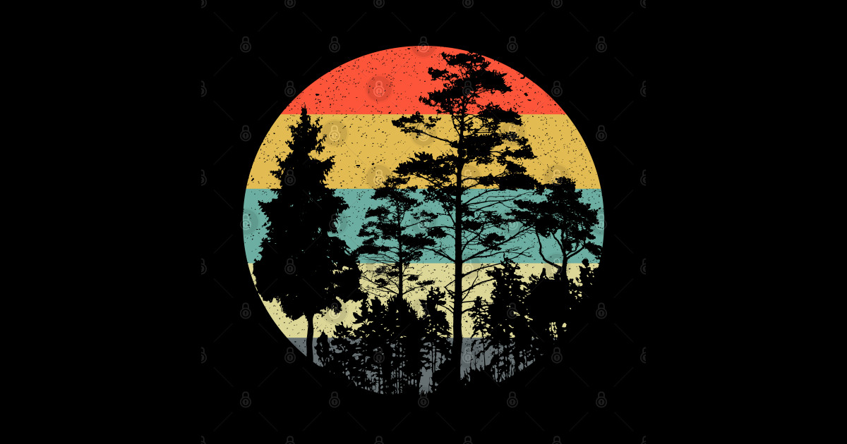 Retro Sunset Trees - Vintage Sunset - Sticker | TeePublic
