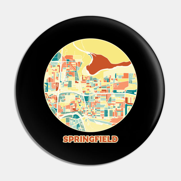 Springfield Oregon map in mozaique colors - Springfield - Pin | TeePublic
