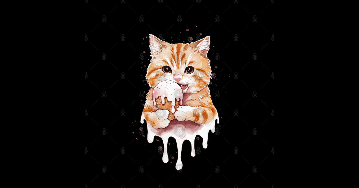 Ice Cream Melting Cat - Melting Ice Cream - Sticker | TeePublic