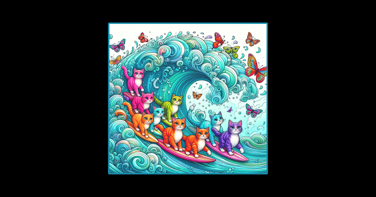 Blue-Cats-Wave-For-Kamala-Funny-Cat-Lady - Blue Wave Democrat - Posters ...
