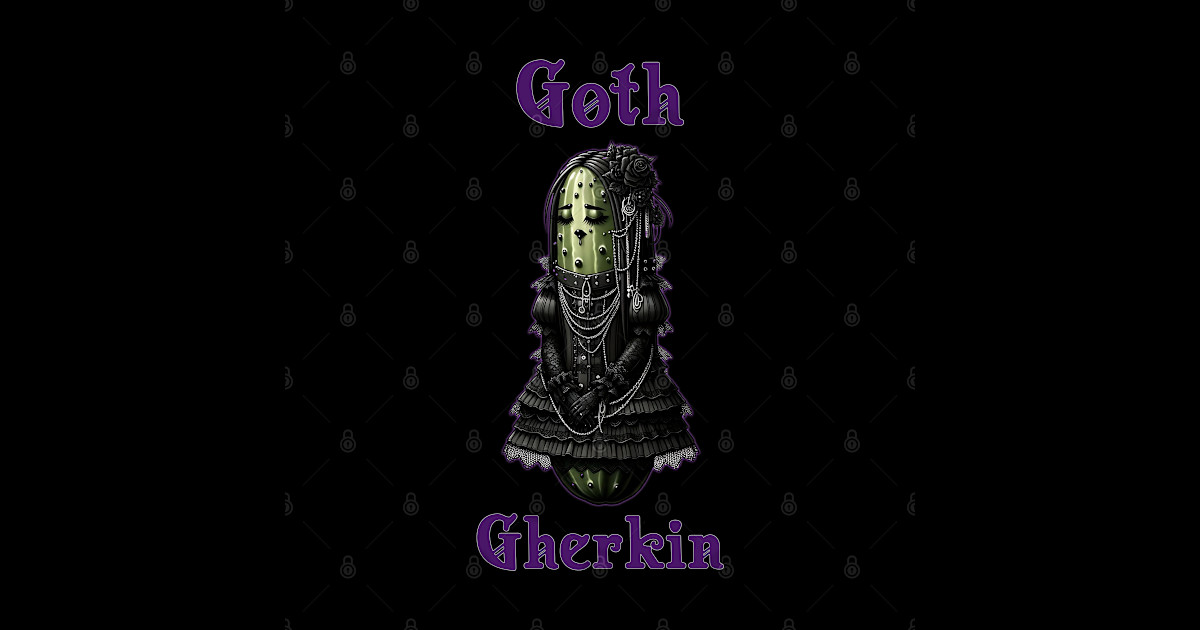 Goth Gherkin Anthropomorphic Gothic Emo Pickle - Goth Girl - Sticker ...