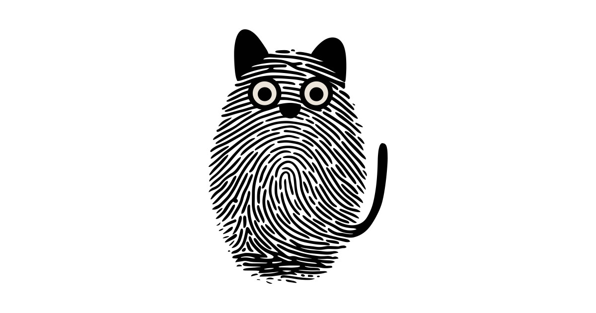 Fingerprint Cat Outline Design - Fingerprint Cat Art - T-Shirt | TeePublic